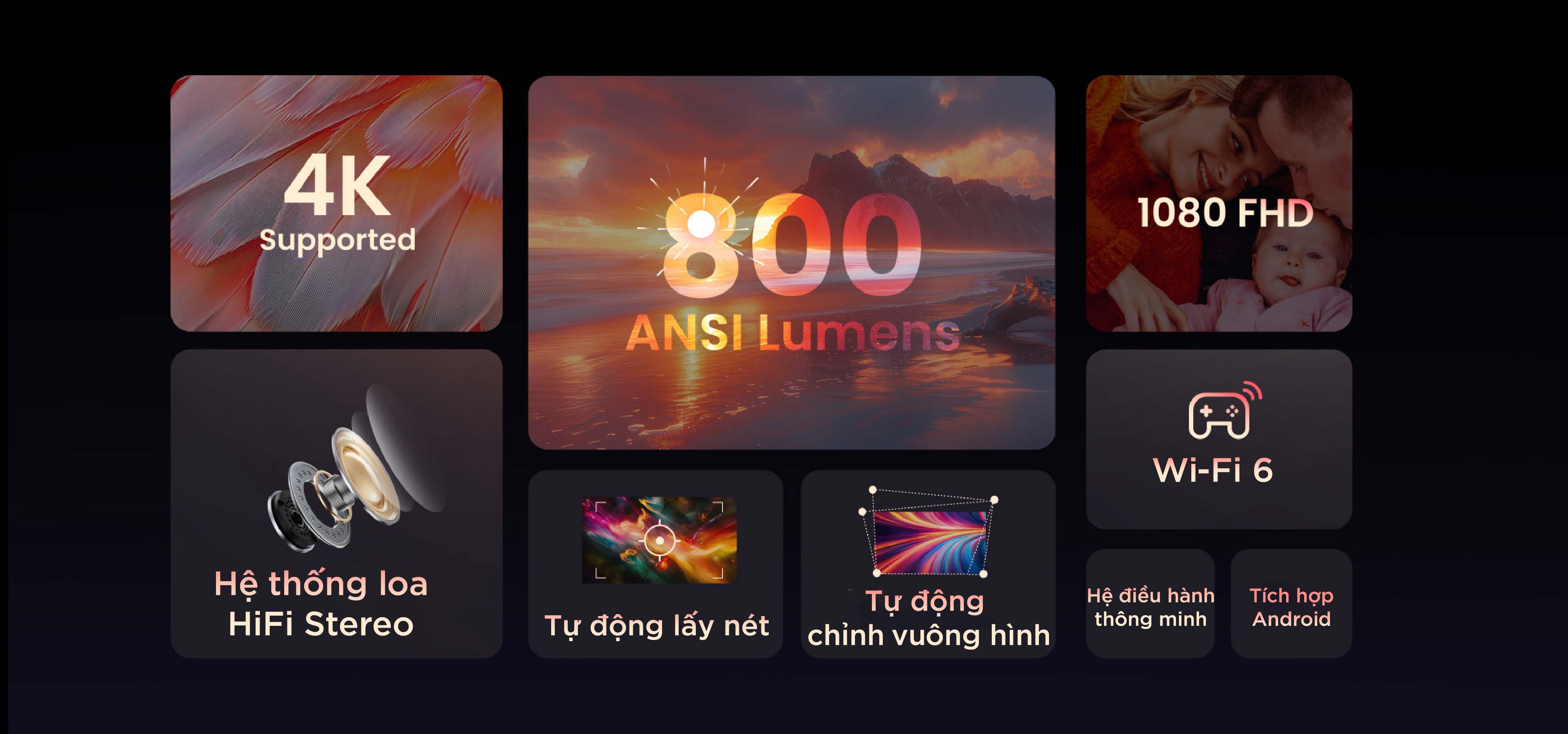 Máy chiếu thông minh Yaber U6 Pro Full HD 1080p 4K độ sáng cao